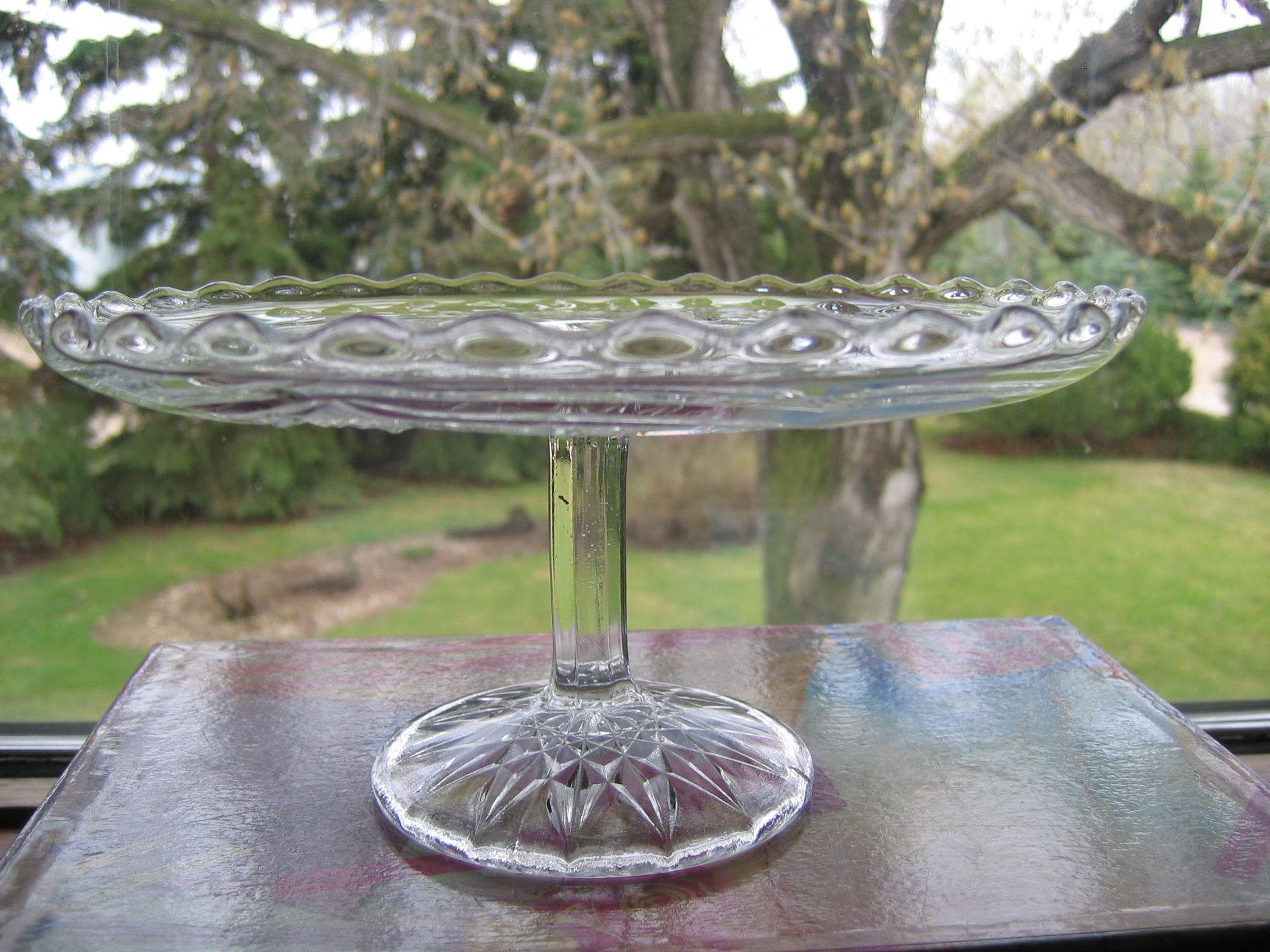 EAPG Rexford Pattern by Bryce Higbee Glass Cake Plate AKA Euclid 9 Inch ...