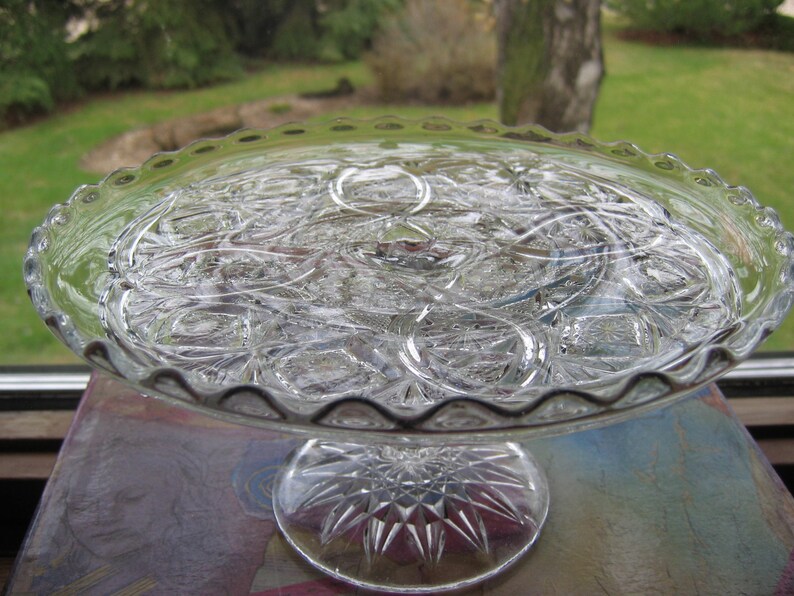 EAPG Rexford Pattern by Bryce Higbee Glass Cake Plate AKA Euclid 9 Inch ...