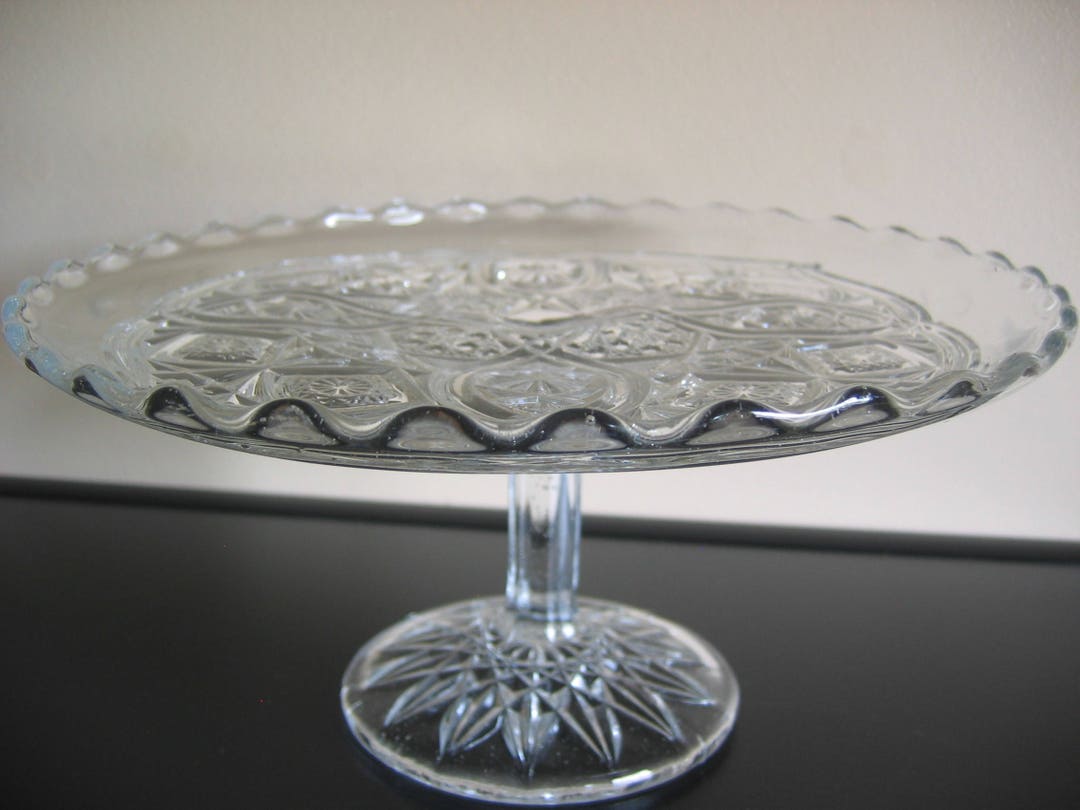 EAPG Rexford Pattern by Bryce Higbee Glass Cake Plate AKA Euclid 9 Inch ...