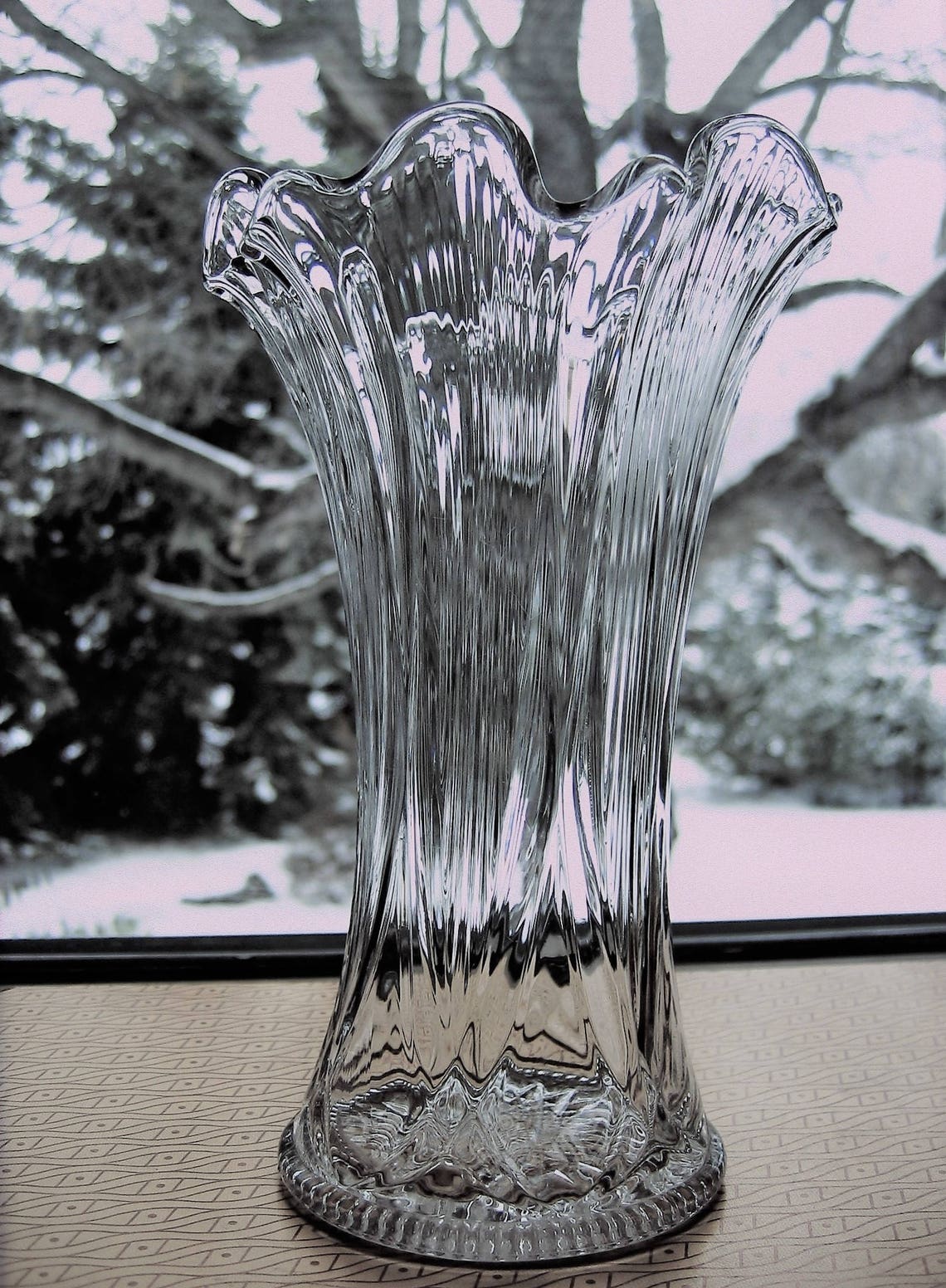 Jefferson Glass Lined Heart Pattern Clear 8 Vase - Etsy