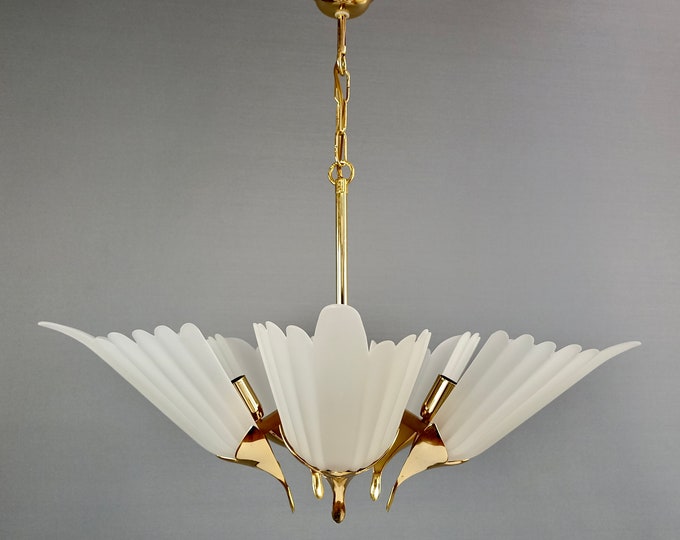 1980s Fredrick Raymond Light Fixture Brass Glass Romantic Nostalgia 70s ...