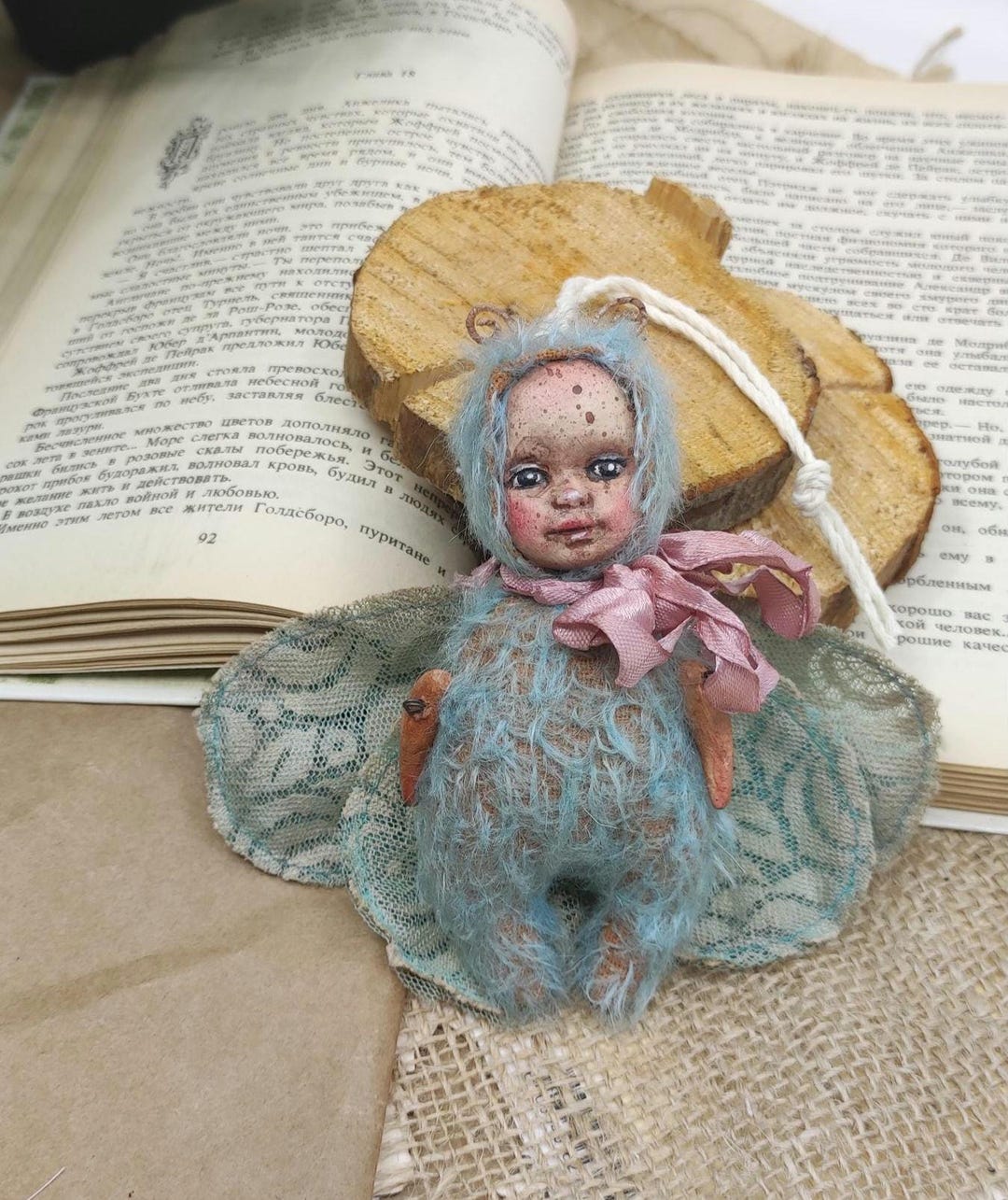 Miniature Butterfly Doll – Teddy Style Art Doll – Mohair Moth Ornament ...