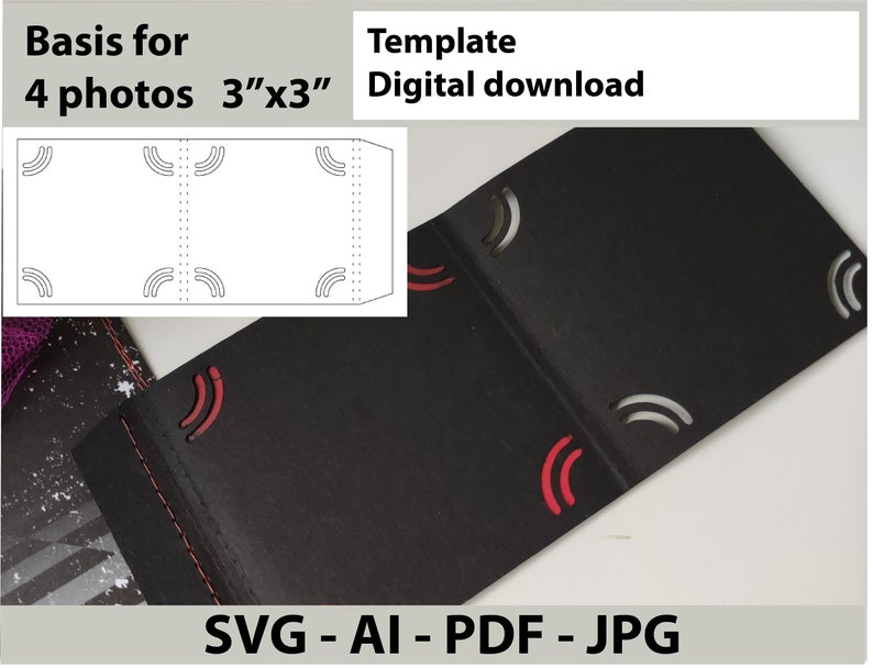 Basis for 4 Photos in an Album 3x3" Svg Template Digital Download for ...