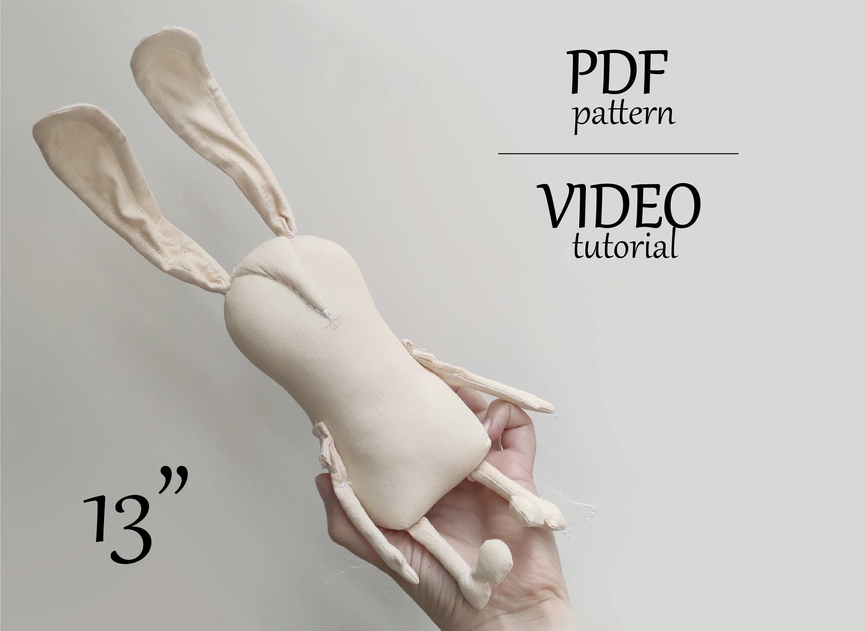 Rabbit PDF Sewing Pattern DIY Video Tutorial Bunny E-pattern Digital ...