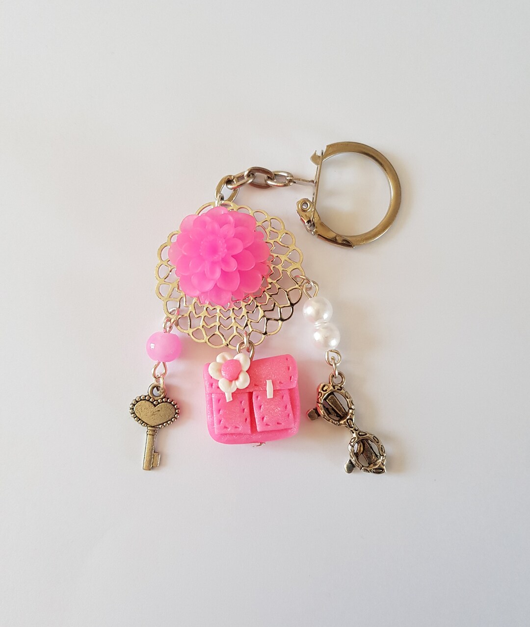 Teacher Key Ring, Teacher Gift, Pink School Bag, Original Gift, Pink ...