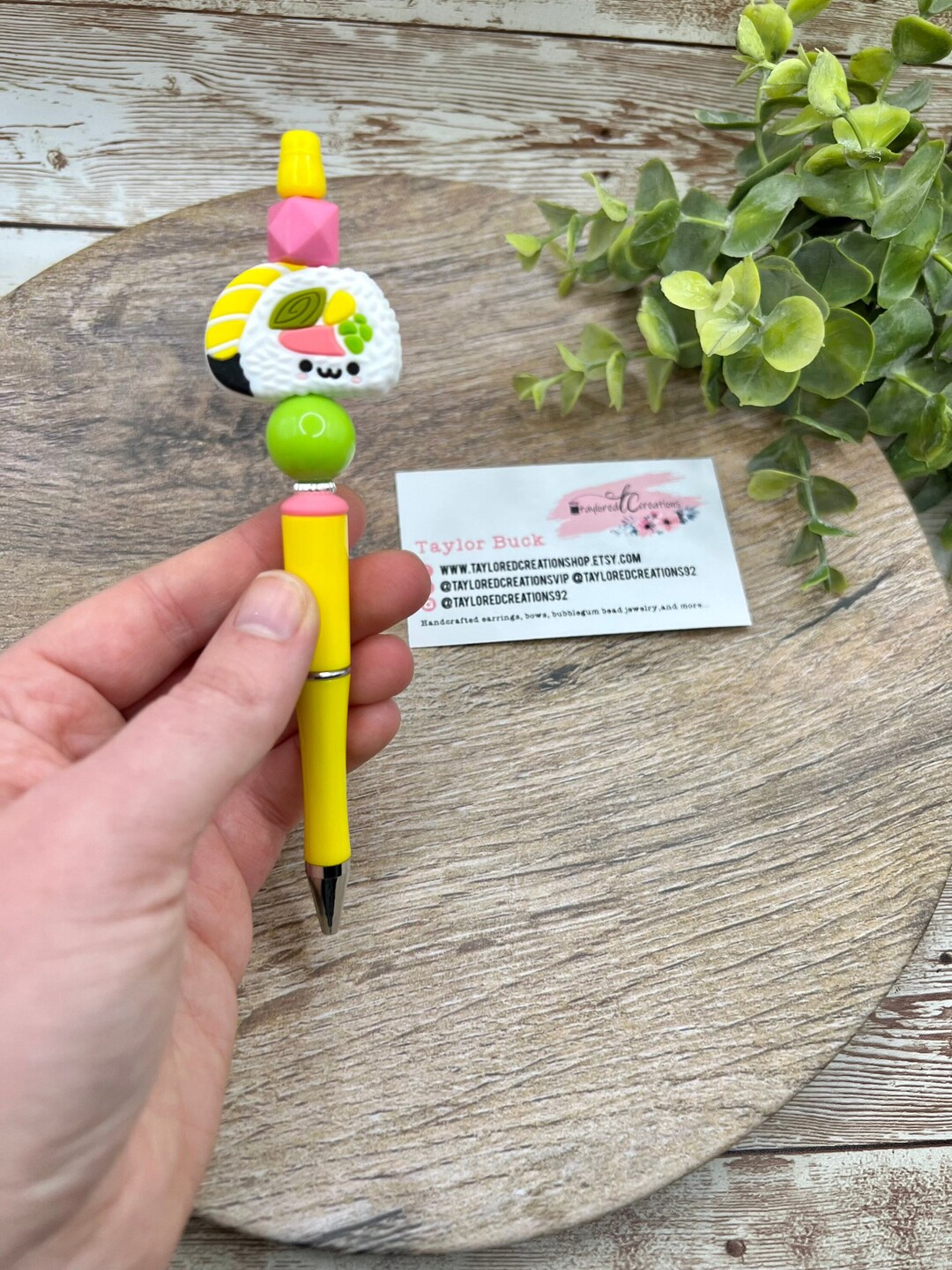 Kawaii Sushi Pen, Silicone Focal Bead, Bright Yellow, Cute Smile, Happy ...