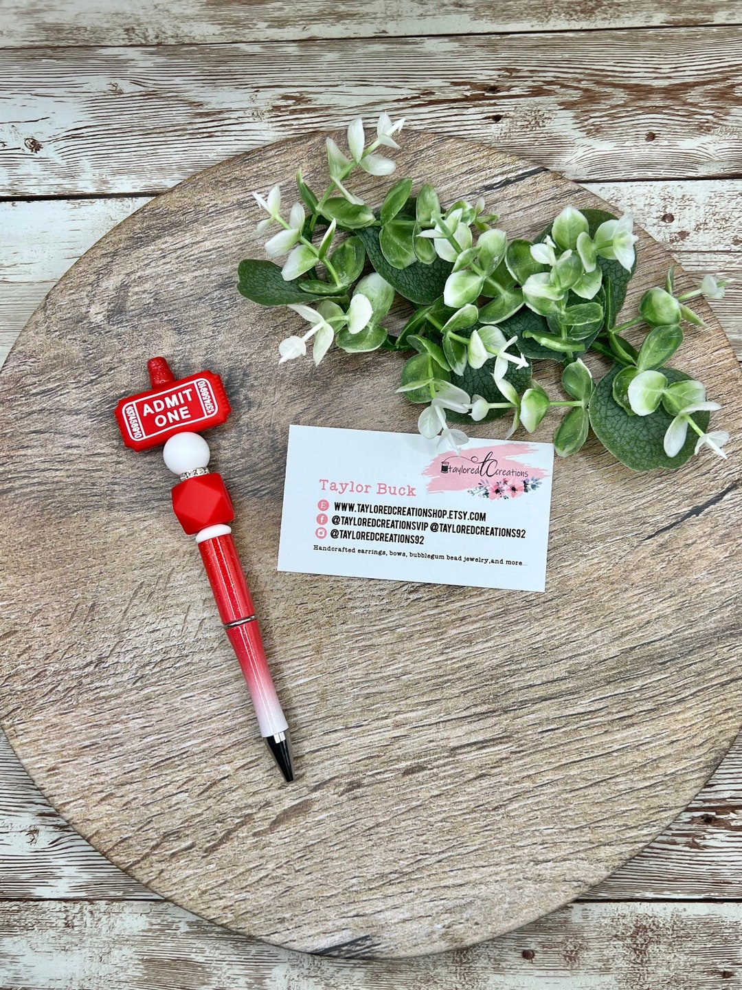 Admit One Pen, Ticket Stub, Theater Buff, Circus Theme, Silicone Focal ...