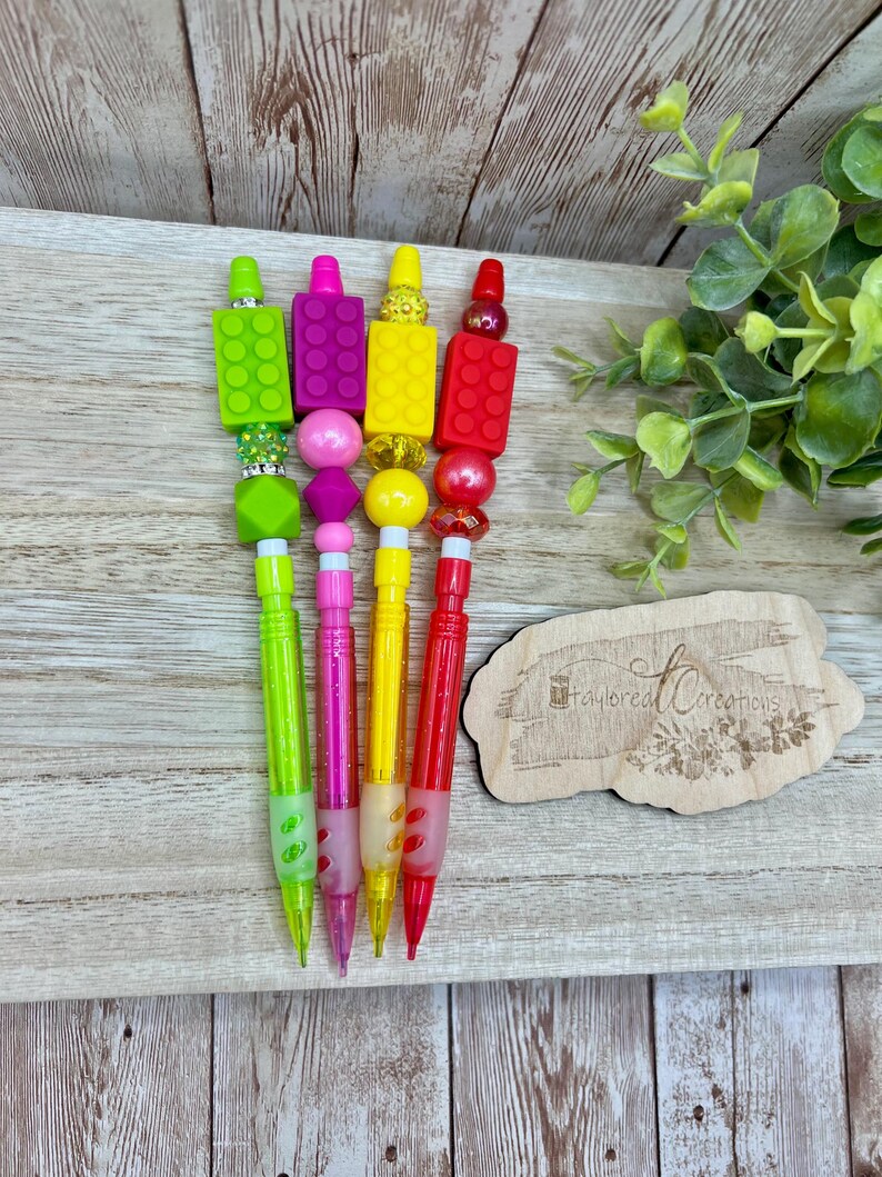 Brick Mechanical Pencil, Building Block Silicone Bead, Neon Green Pink ...