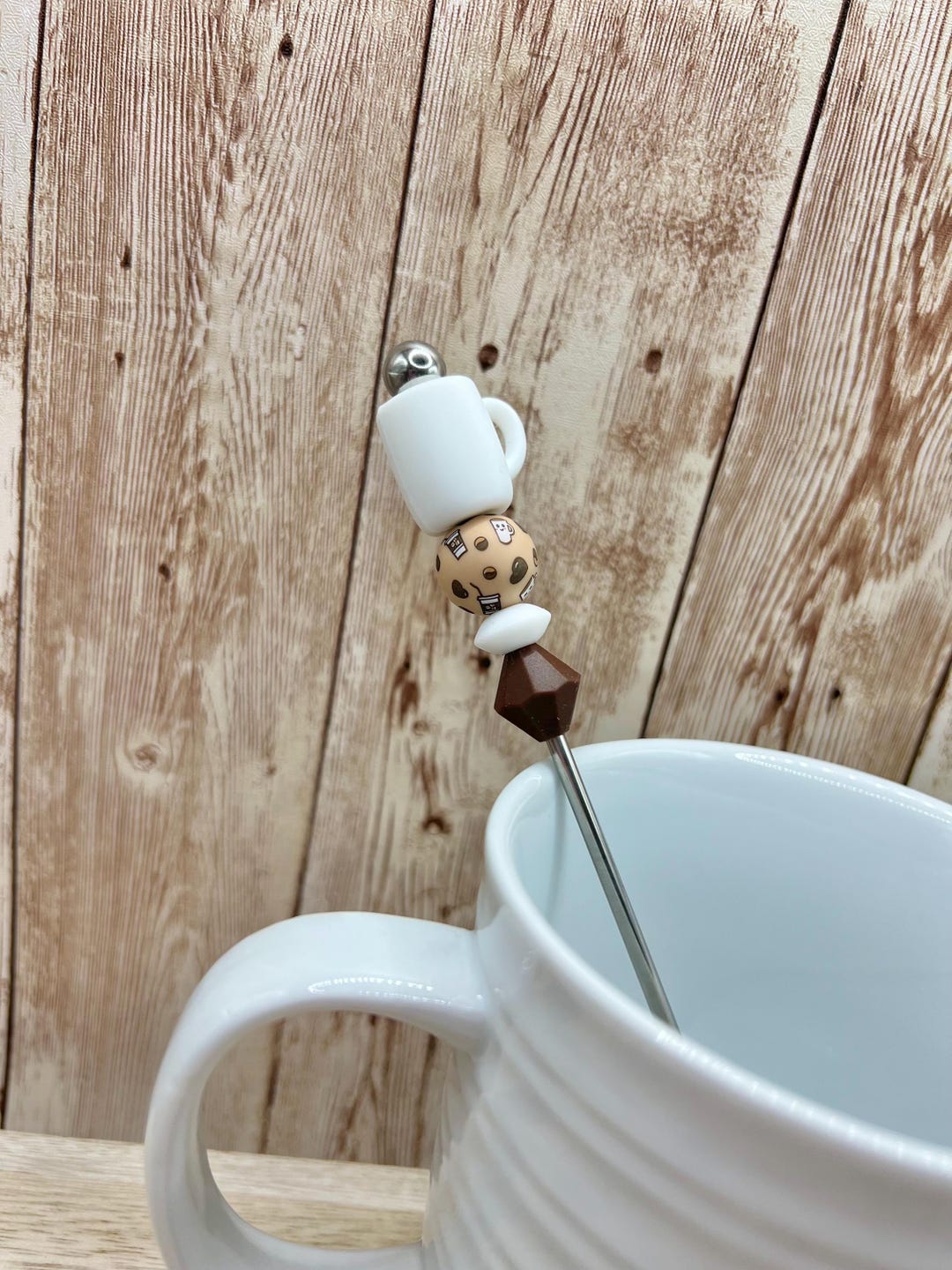 Coffee Cup Stir Stick, Tea Mug Silicone Focal Bead, Metal Beverage ...