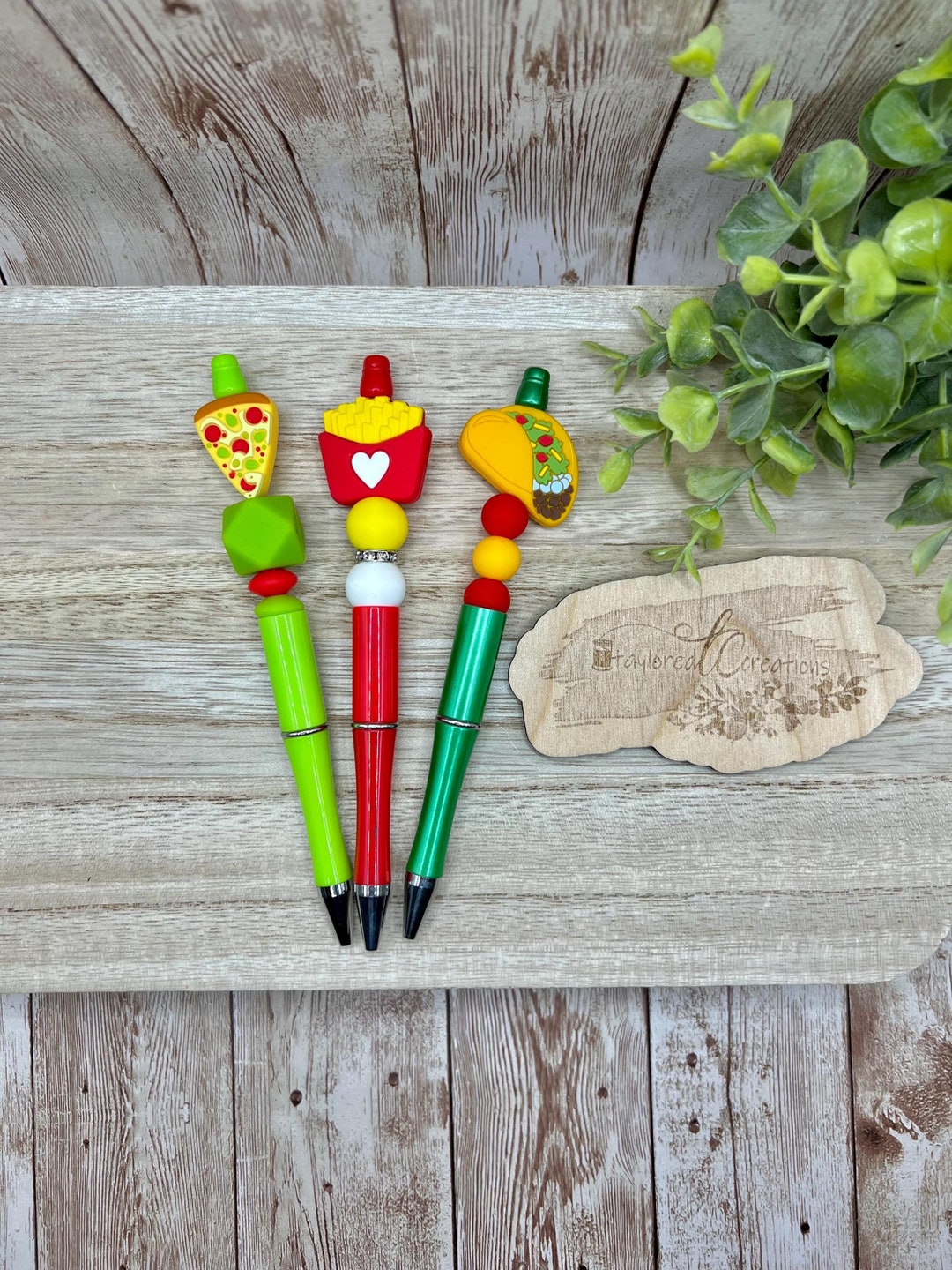 Fast Food Pen, Pizza Slice, French Fries, Hard Shell Taco, Neon Green ...