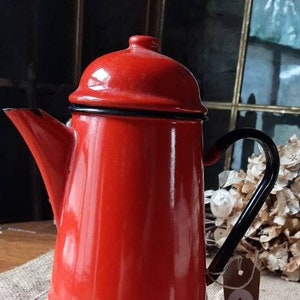 Vintage Red Enamel Coffee Pot, Coffee Pot, Enamel, Polish Enamel - Etsy UK