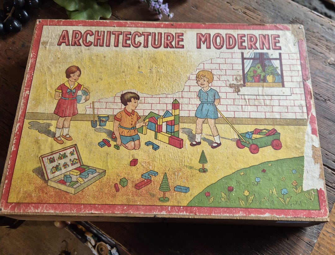 Vintage French Building Blocks, French Wooden Game - Etsy