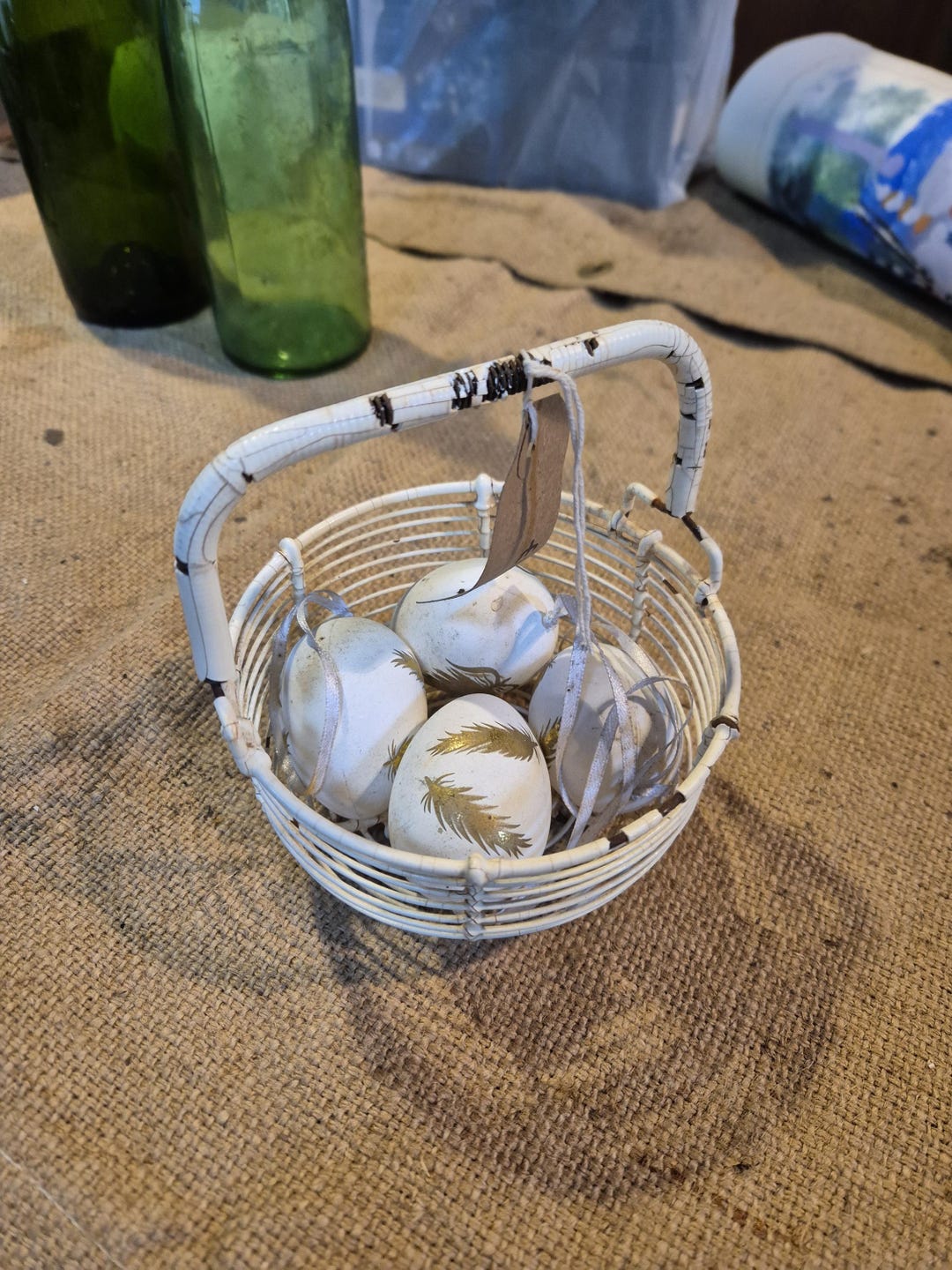 Vintage French White Basket, Wire Basket, Egg Basket - Etsy