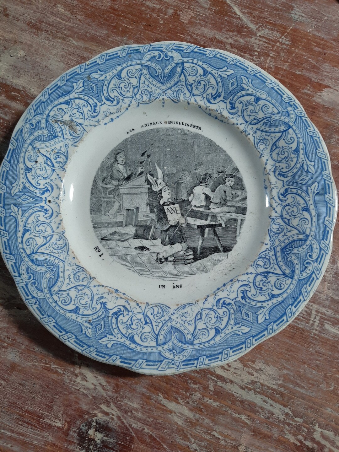 French Transferware Plate, Antique French Plate, Vintage Talking Ware ...