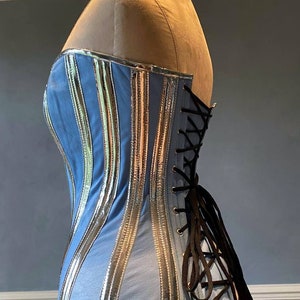 Long Steel-boned Leather and PVC Corset With Long Hips, Double Steel ...