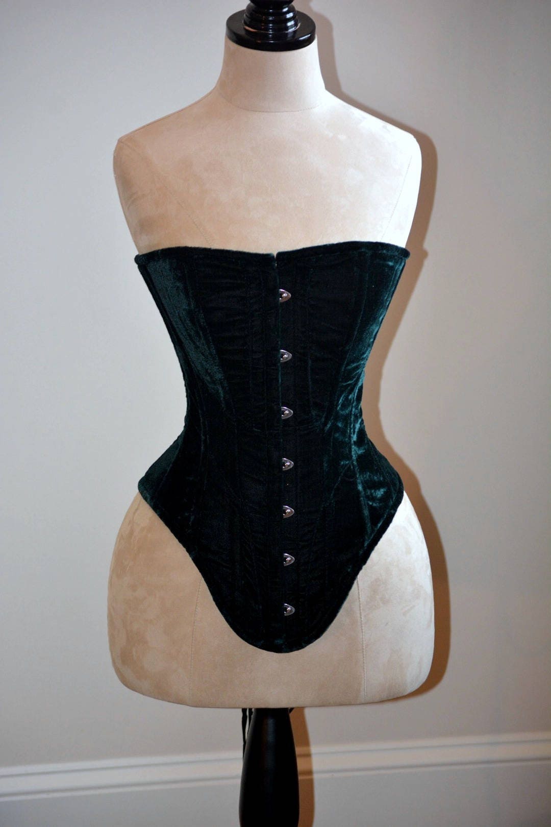 Historical Velvet Corset Edwardian Overbust Corset Steelbone Custom