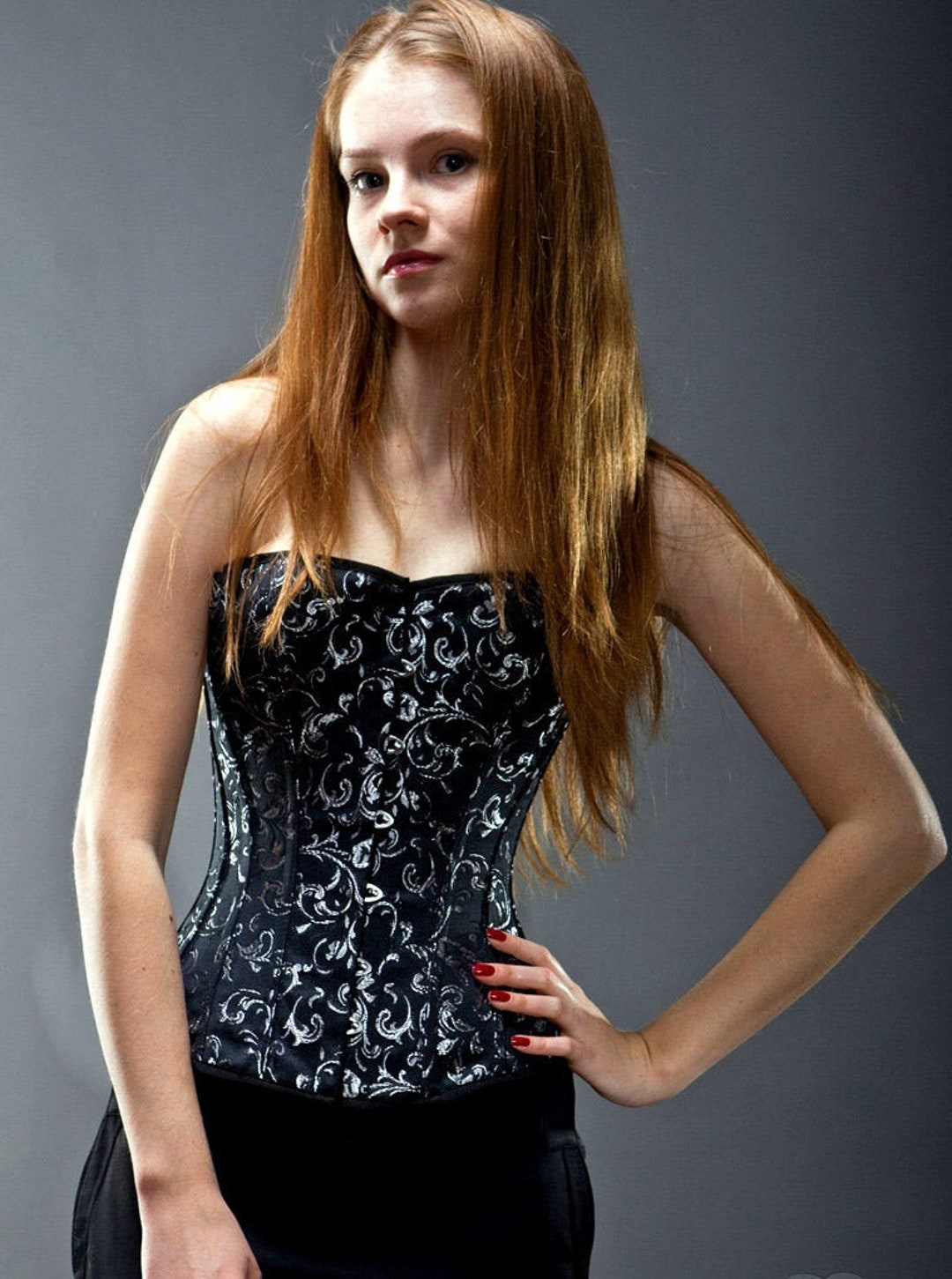 Classic Overbust Brocade Corset With Busk. Gothic Victorian, Steampunk ...