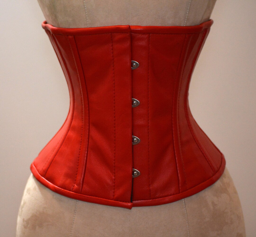 Hand Dyed Lambskin Waist Steel Boned Authentic Corset Of Red Etsy