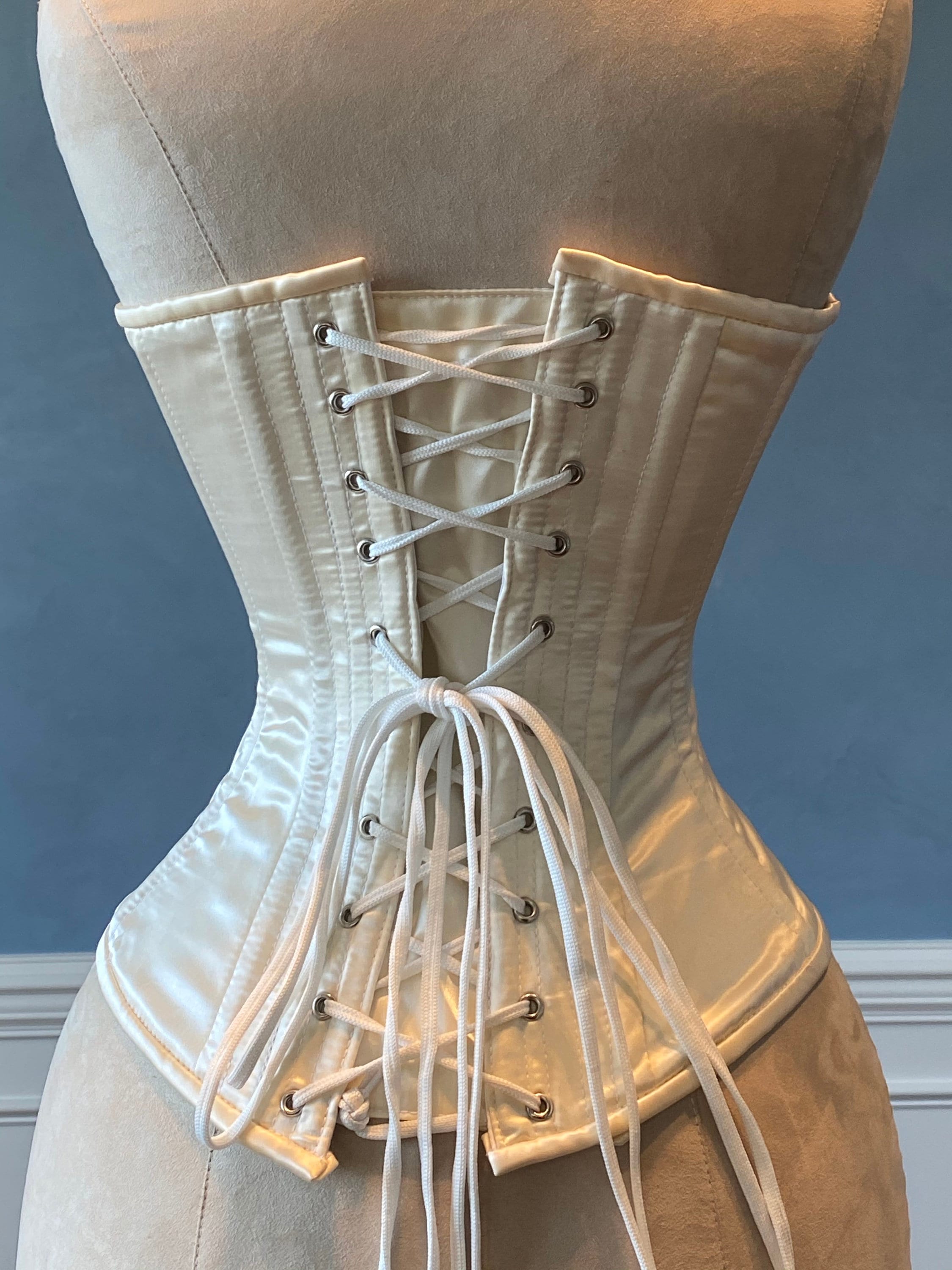 Historical Satin Corset Edwardian Overbust Corset Steelbone Etsy