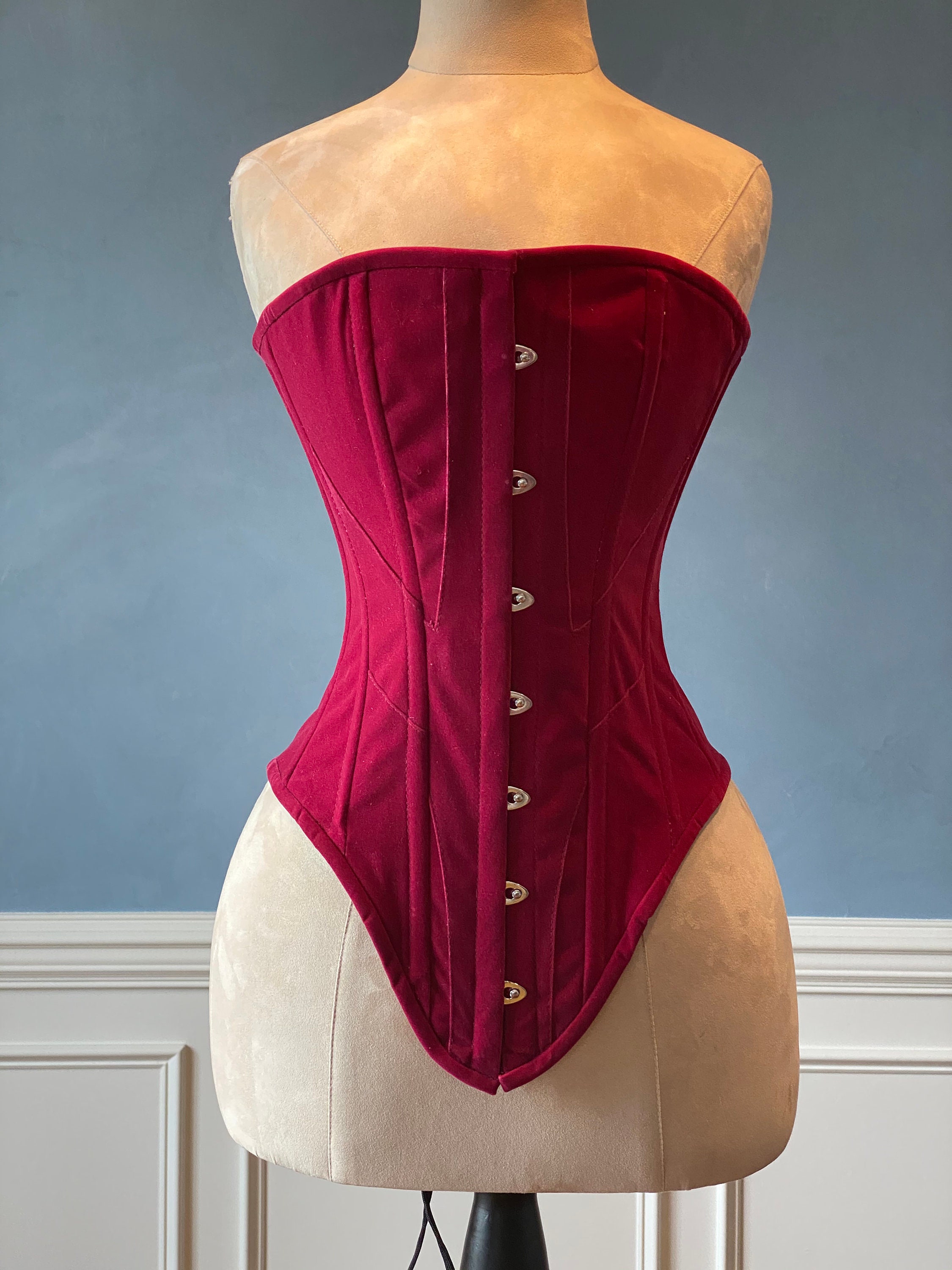Historical Fake Suede Corset Edwardian Overbust Corset Etsy
