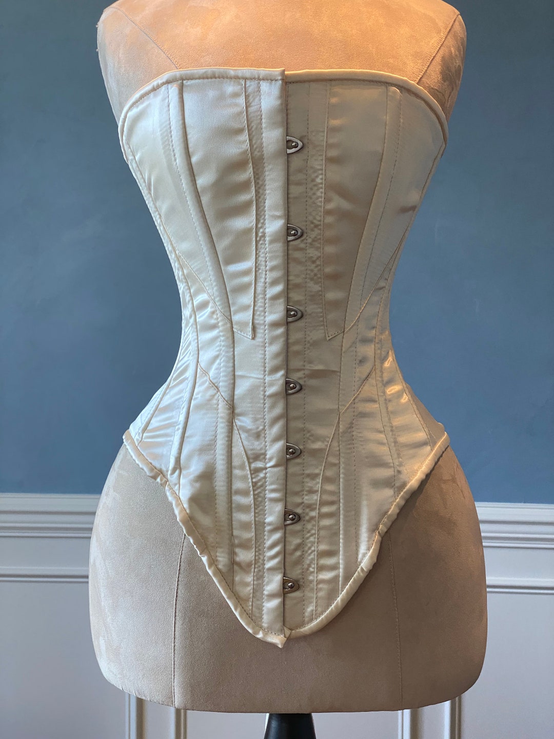 Historical Satin Corset Edwardian Overbust Corset Steelbone Custom