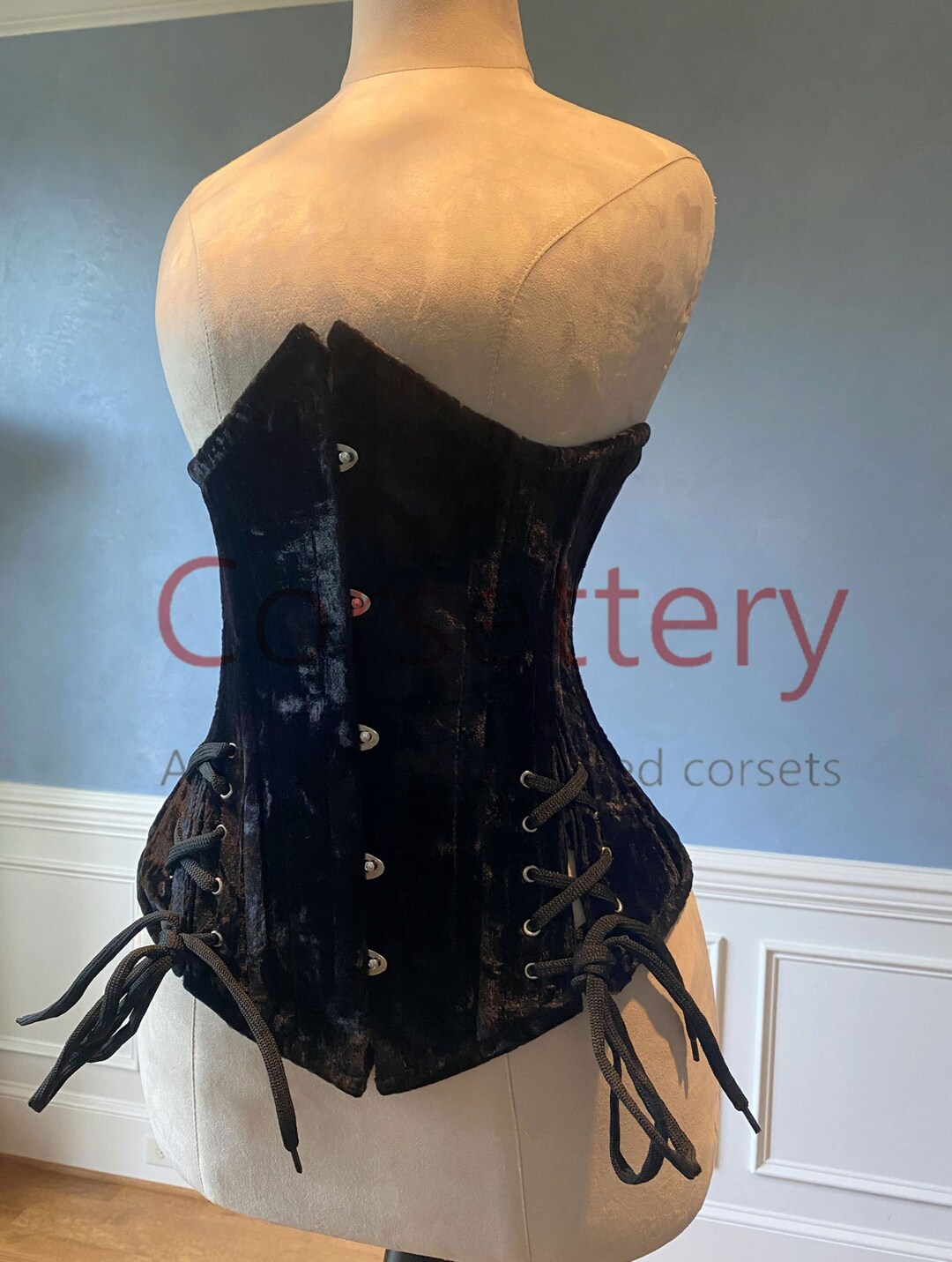 Double Row Steel Boned Authentic Underbust Velvet Corset. Hourglass ...