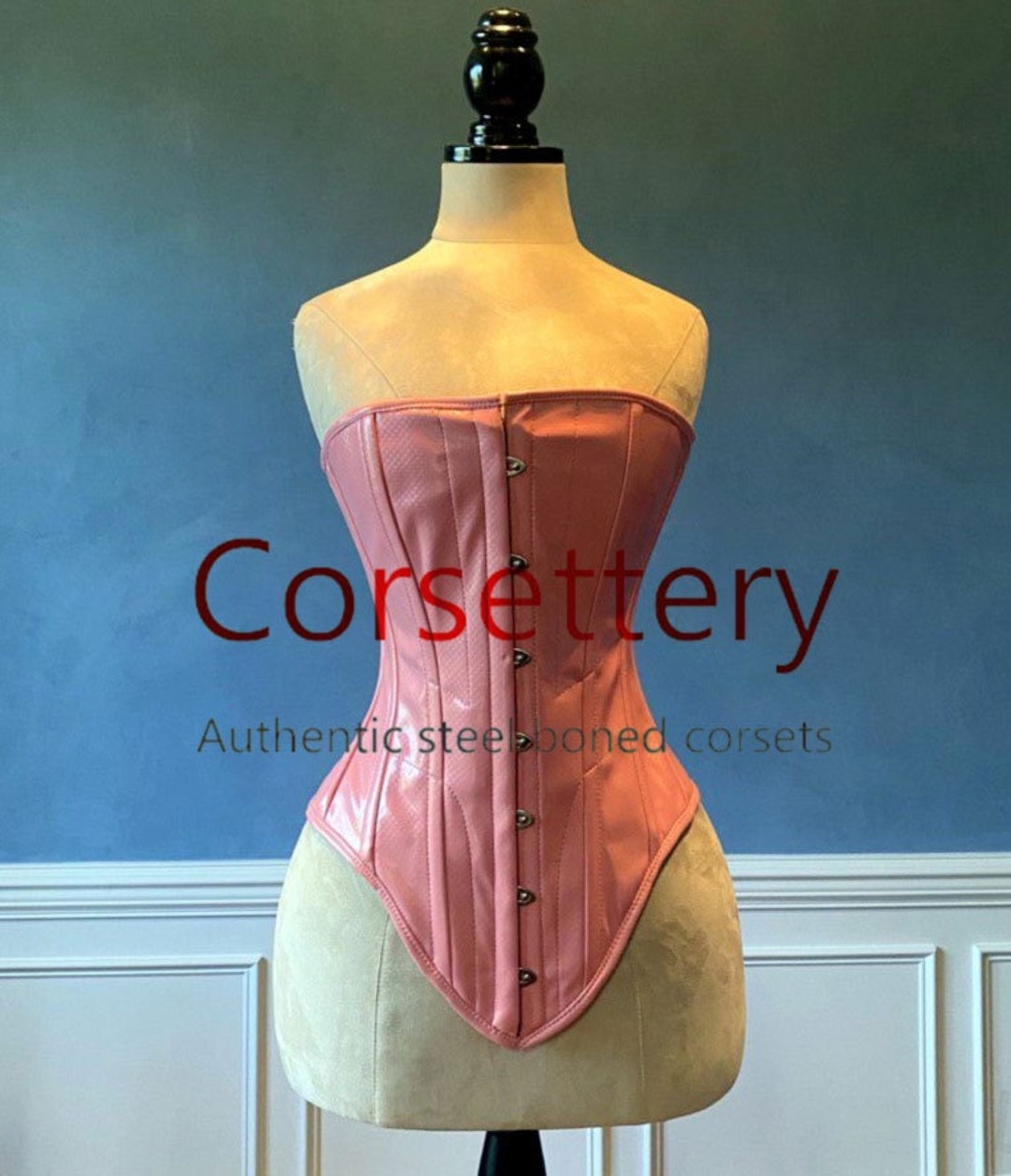 Historical Pink Pvc Corset Edwardian Overbust Corset Steelbone Custom