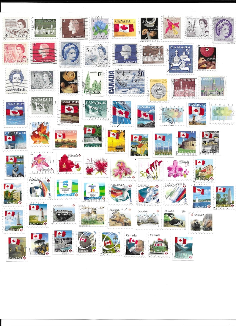 Vintage Canadian Postage Stamps, Post Marked, Digital Download ...
