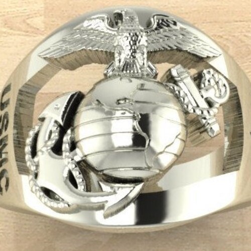Silver Marine Corps Ring With Rank and USMC MR33 - Etsy