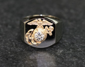 Marine Corps Two Tone USMC Gold Ring - Etsy
