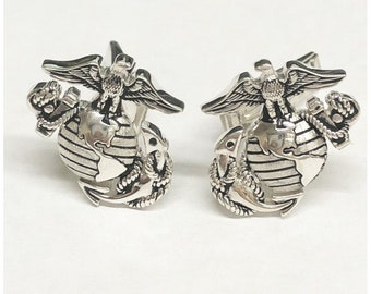 Solid Sterling Silver USMC Eagle Globe and Anchor Necklace - Etsy