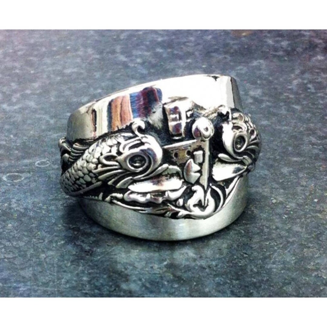 Custom Sterling Silver Navy Submariner Ring Reference Number ...
