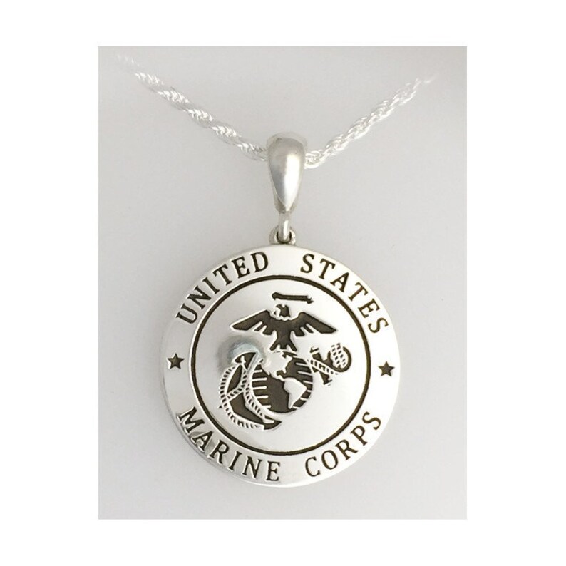 Solid Sterling Silver USMC Eagle Globe and Anchor Necklace - Etsy