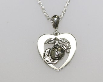 USMC Marine Mom Heart Pendant - Etsy