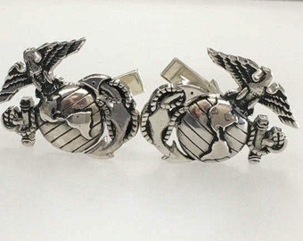 Solid Sterling Silver Marine Corps Eagle, Globe, and Anchor Cufflinks ...