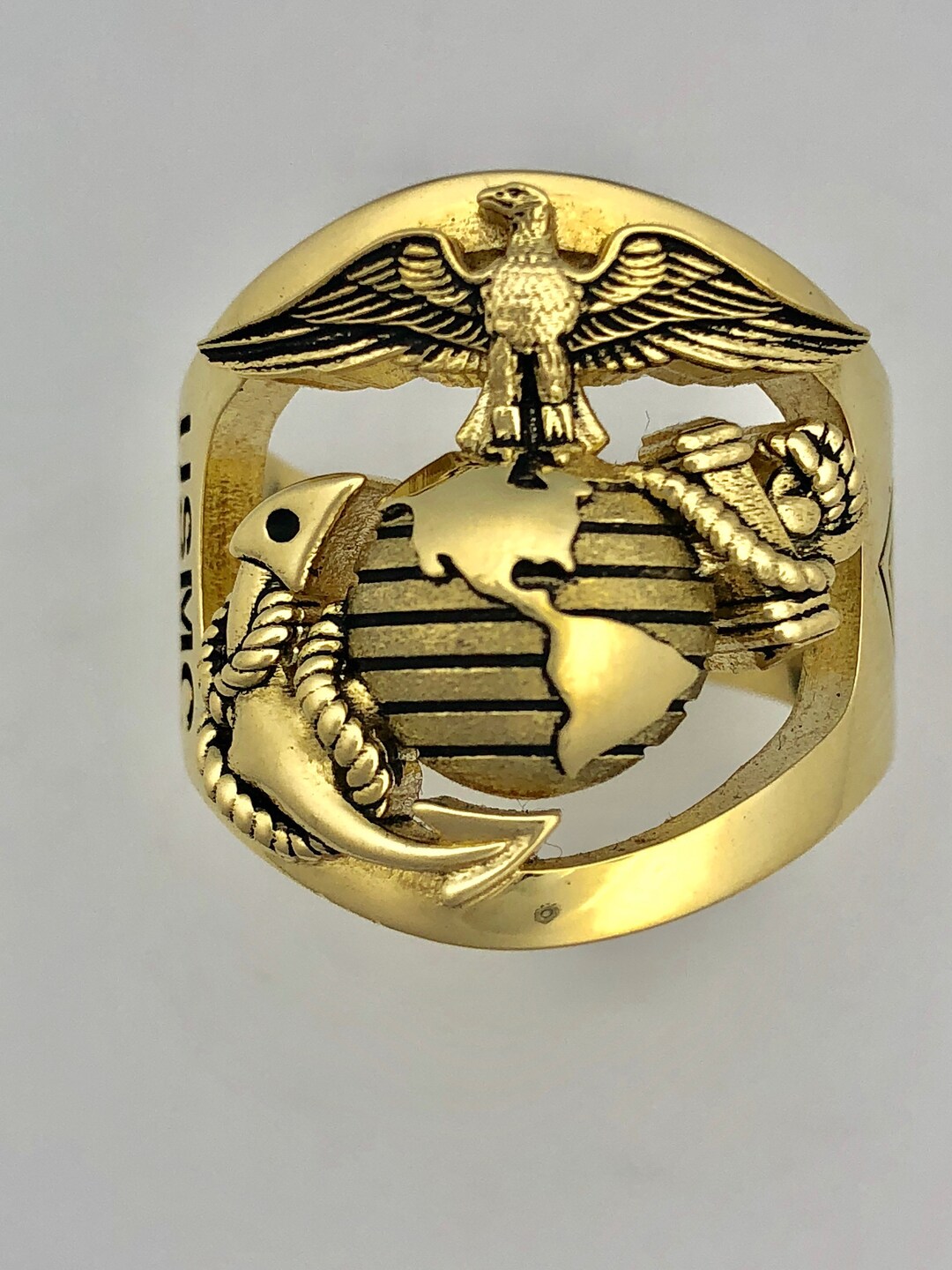 High Definition Solid Gold Marine Corps Ring With 1775 and USMC on the ...