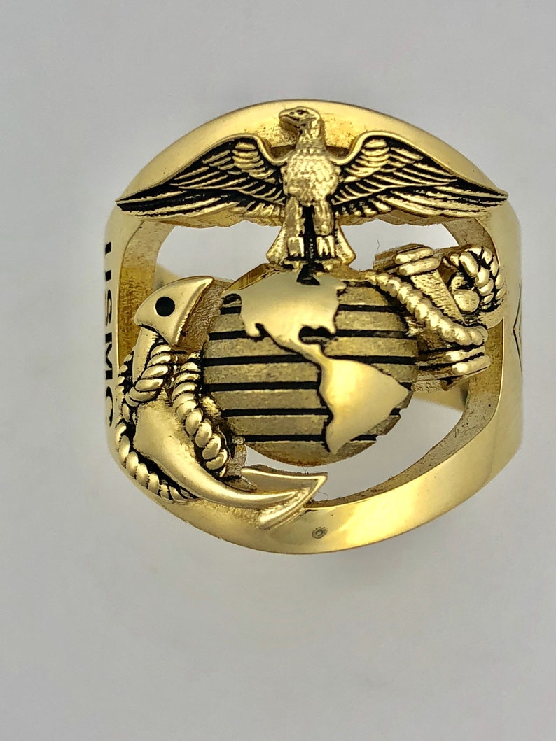 High Definition Solid Gold Marine Corps Ring With 1775 and USMC on the ...
