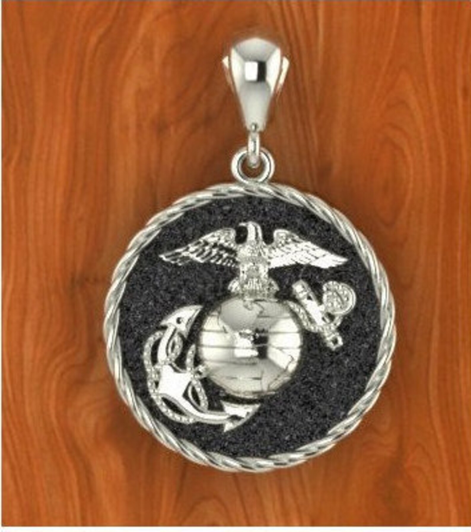 Sterling Silver USMC Eagle Globe and Anchor Necklace - Etsy
