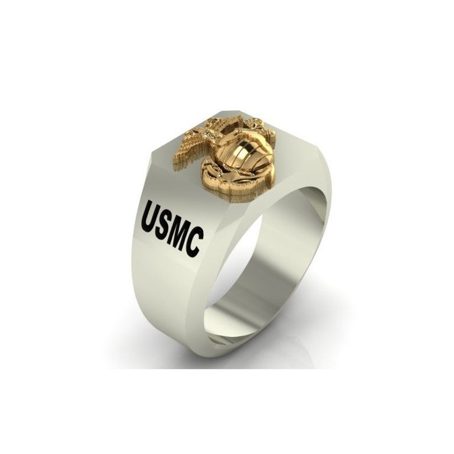 Silver Marine Corps Ring With Rank and USMC MR33 - Etsy