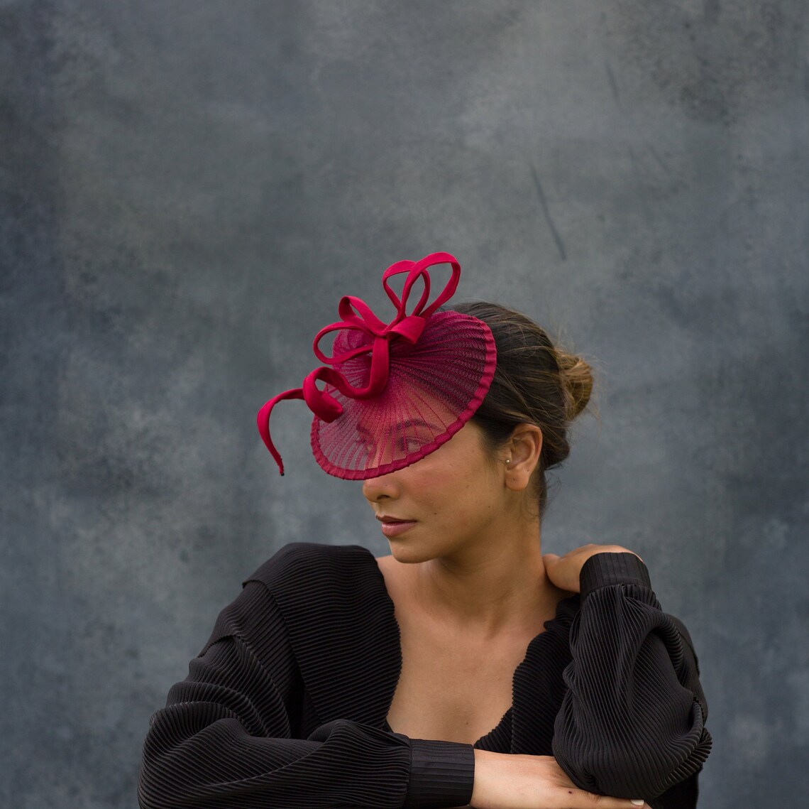 Burgandy Red Veil Fascinator With Silk Trim. Wedding Occasion ...