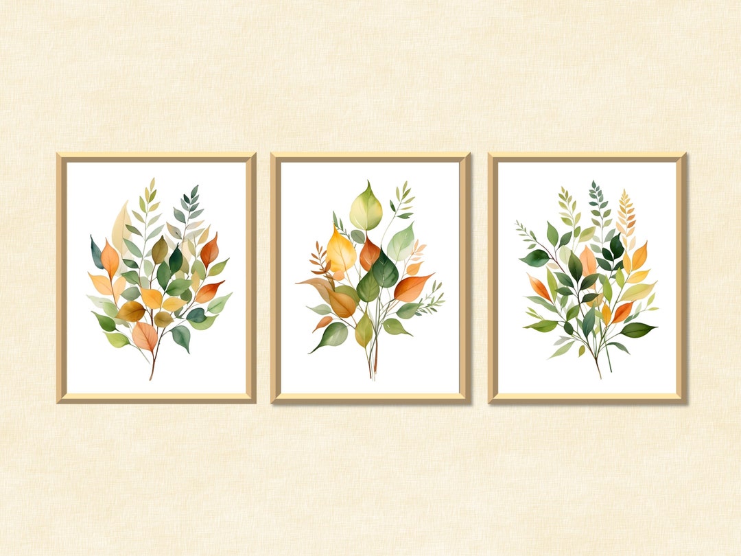 Autumn Leaves Wall Art Prints, Set of 3 Prints, Home Decor, Printable ...