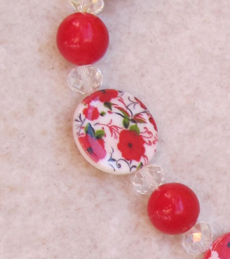 Jewelry Gift Set Red Disc Shell Flower-print and Red Coral Beads ...