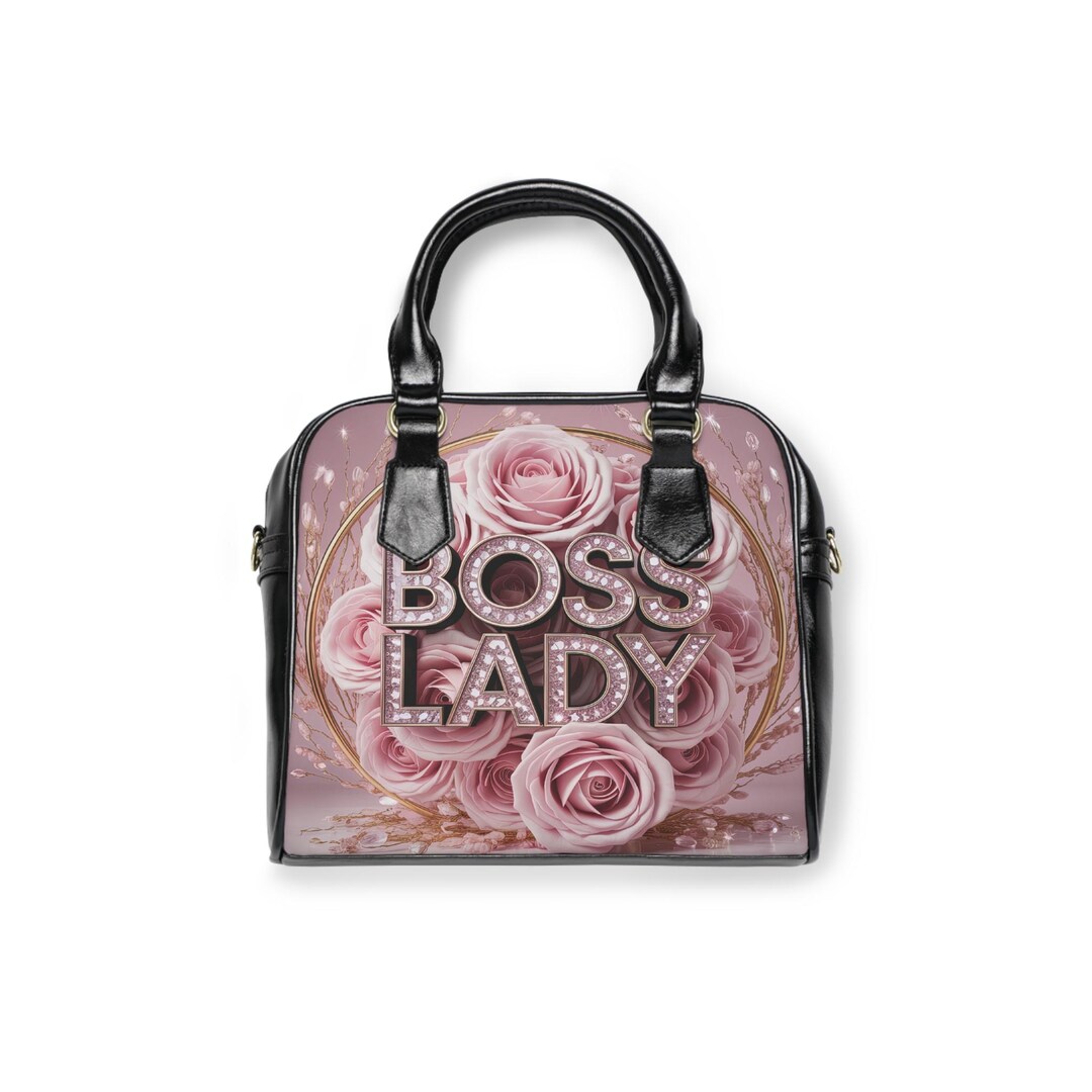 Pink Roses Sparkle Boss Lady Shoulder Bag | Floral Slogan Purse - Etsy