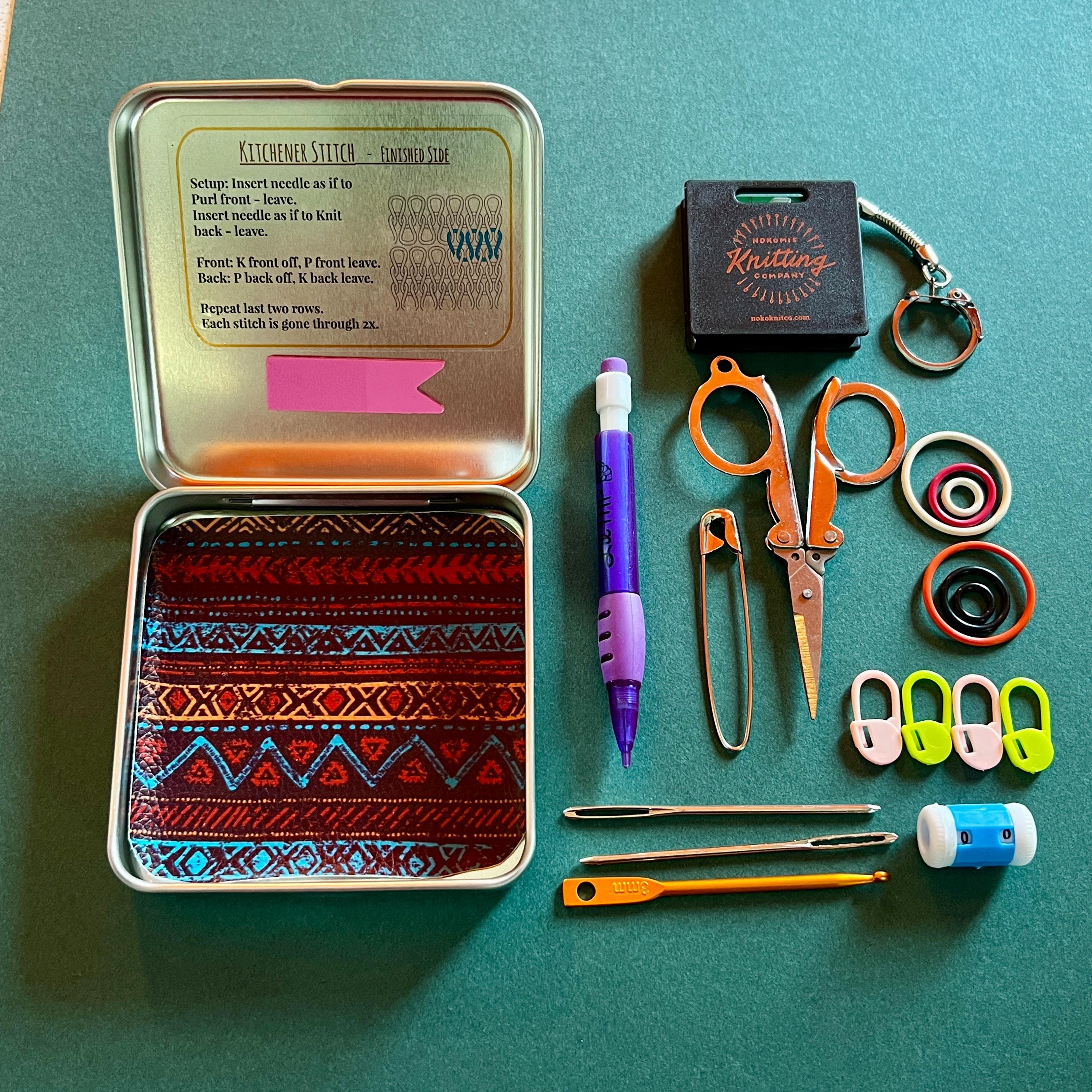 Best Ever Knitter's Toolkit - Metal Box Notions - Scissors, Stitch ...
