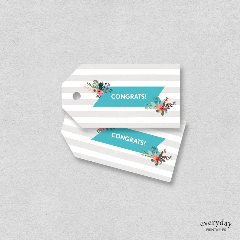 Congrats Tags Printable Congratulatory Party Gift Present - Etsy