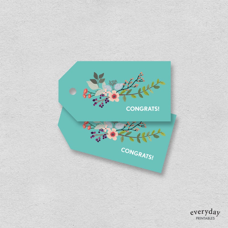 Congrats Tags Printable Congratulatory Party Gift Present - Etsy