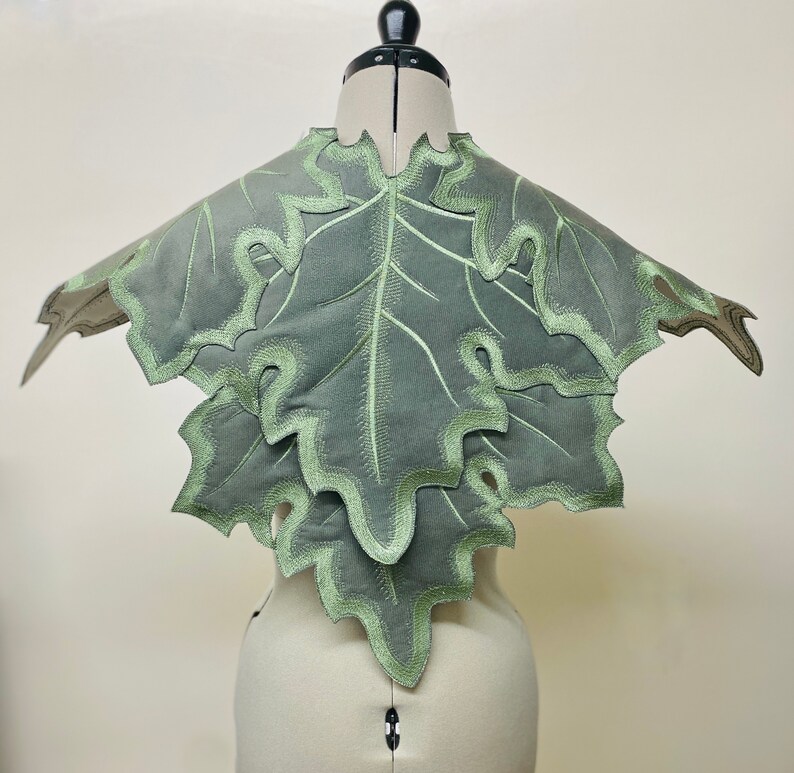 Embroidered Sage Green Elven Leaf Capelet Elven Ranger - Etsy