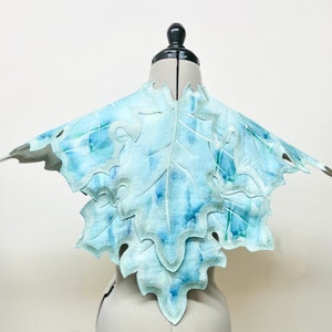 Embroidered, Marbled Blue, Elven Leaf Capelet, Elven Ranger Fall Leaf ...