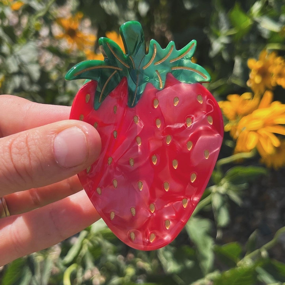 Strawberry Hair Claw Clip, Fruit Design, Hair Accessory, Red Berry Clip ...