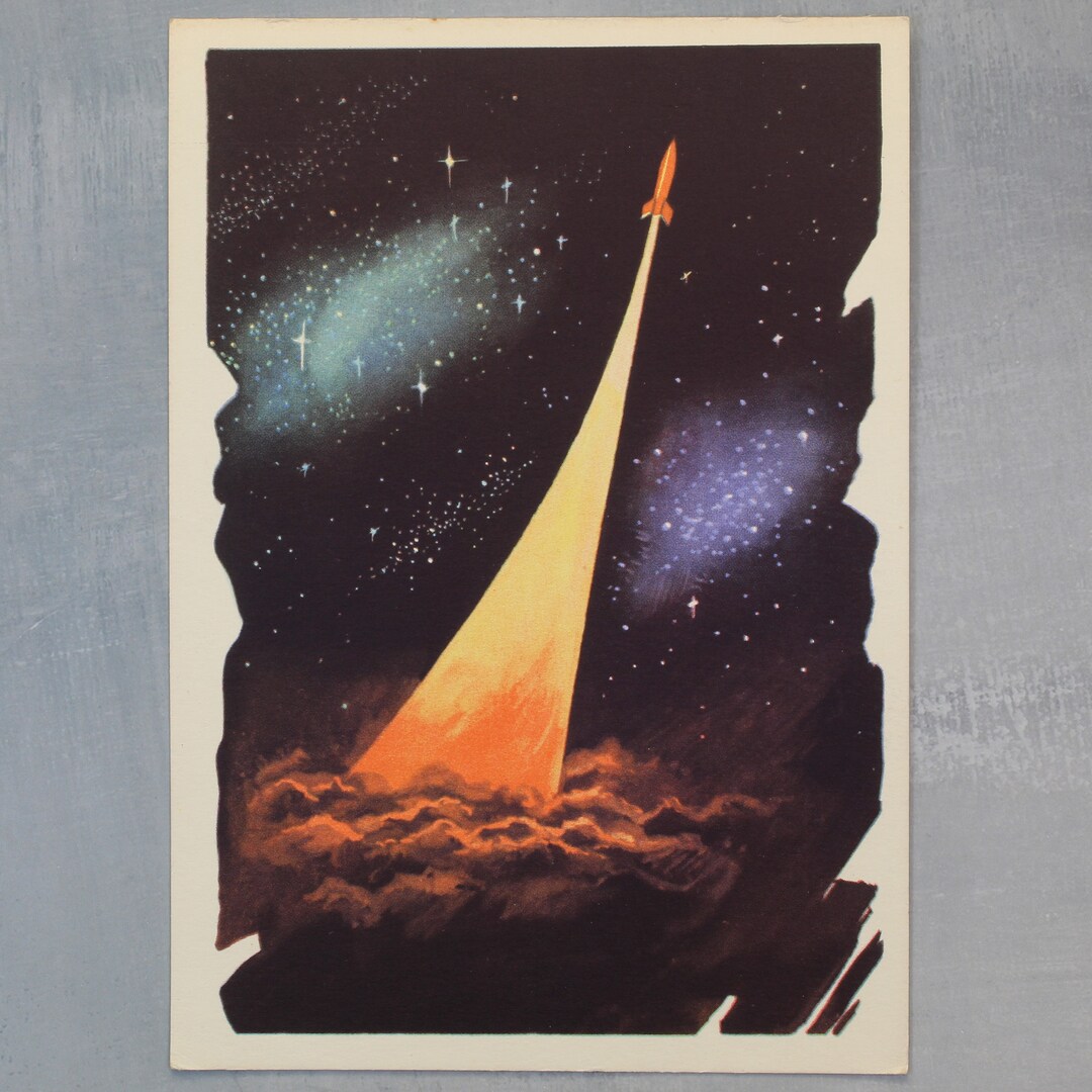 Launch Soviet Space Rocket. Vintage USSR Russian Postcard 1964 Soviet ...